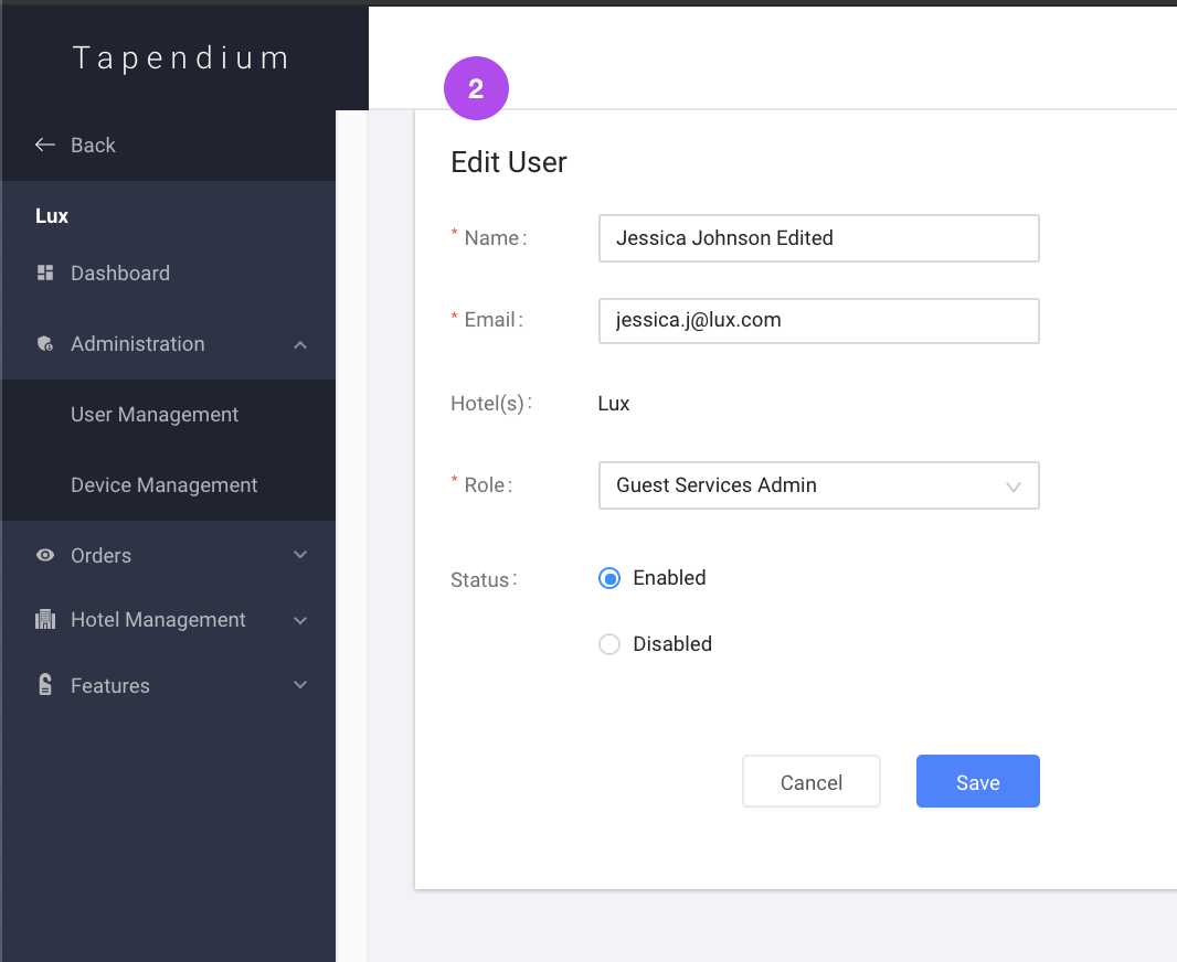 Edit Users – Tapendium