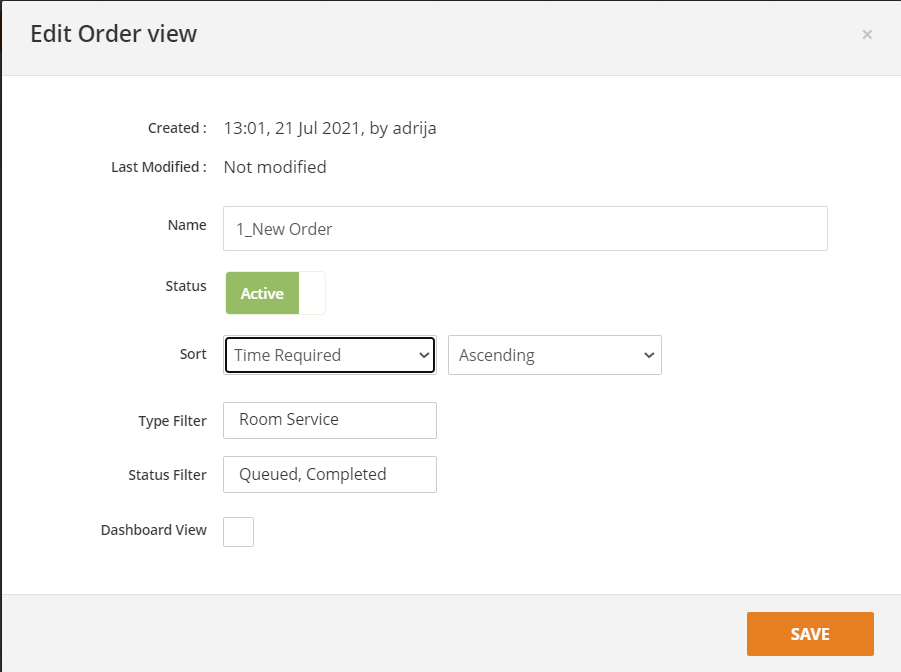 Manage Order Views – Tapendium