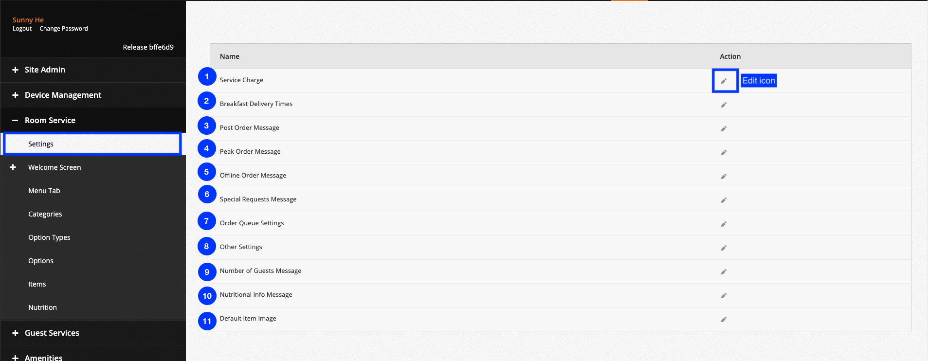 Room Service Settings – Tapendium
