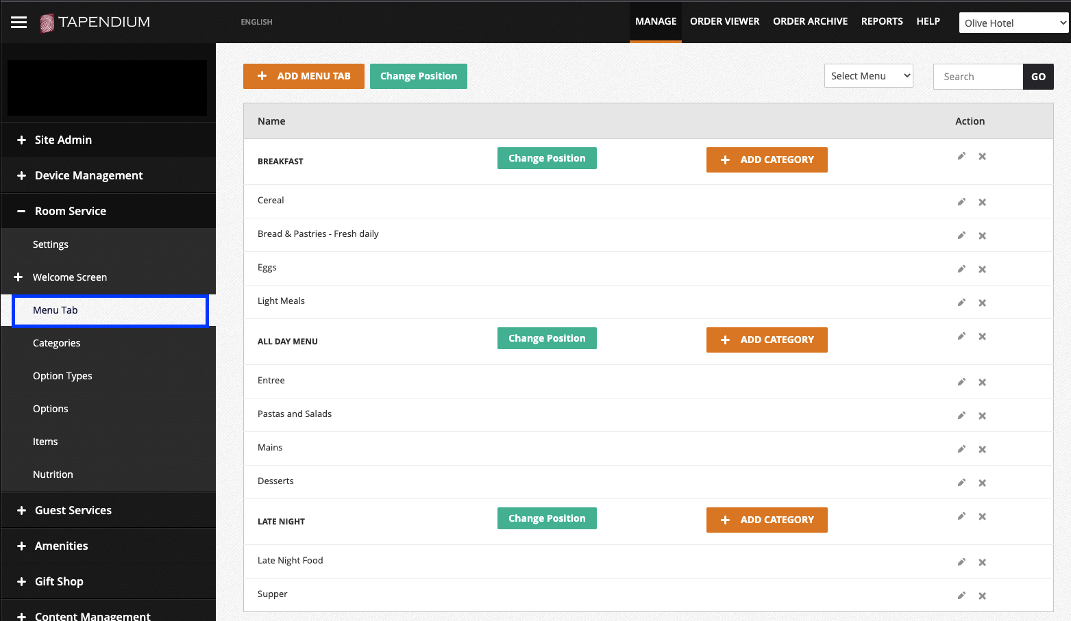 Menu Tab – Tapendium