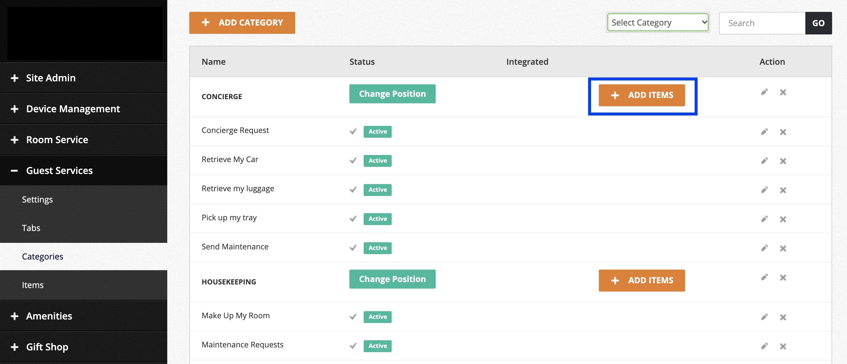Guest Services Items – Tapendium