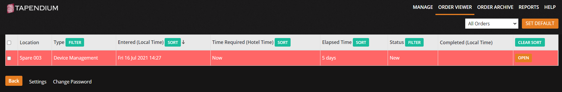 Overview of the Order Viewer – Tapendium