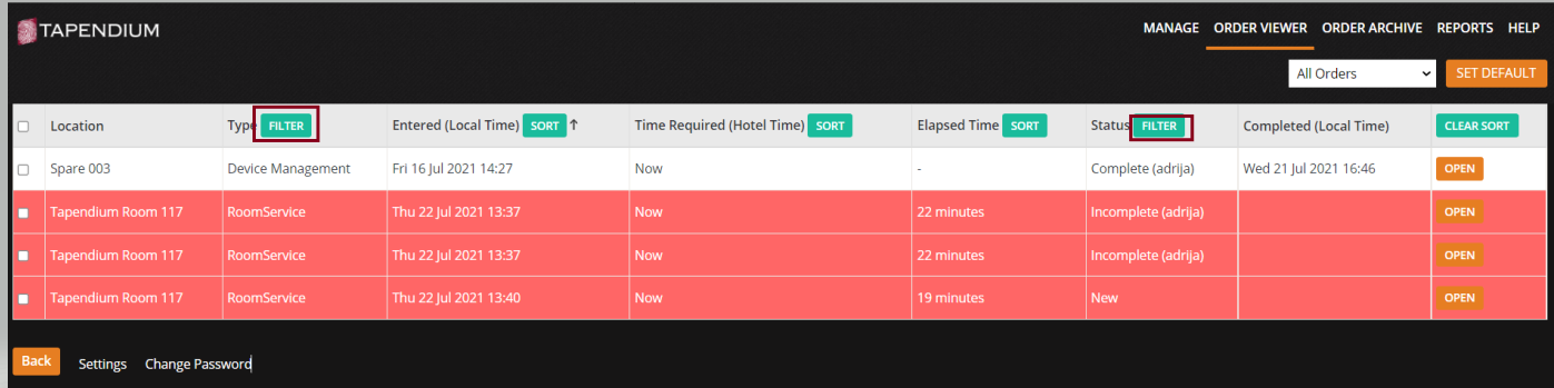 Overview of the Order Viewer – Tapendium