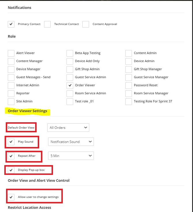 Order Viewer User and Permissions – Tapendium