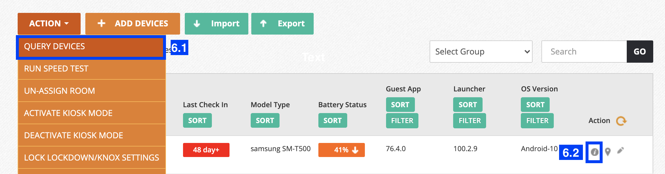 Device Management in Admin Portal – Tapendium